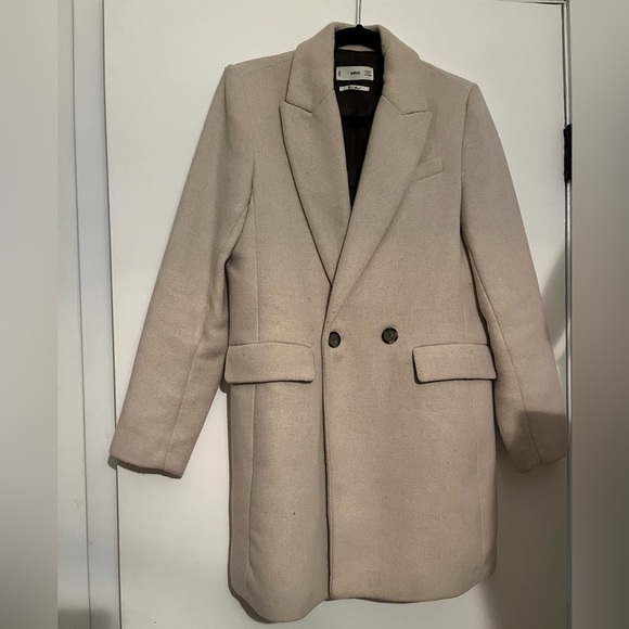 Mango | Jackets & Coats | Mango Wool Blend Coat In Cream | Poshmark